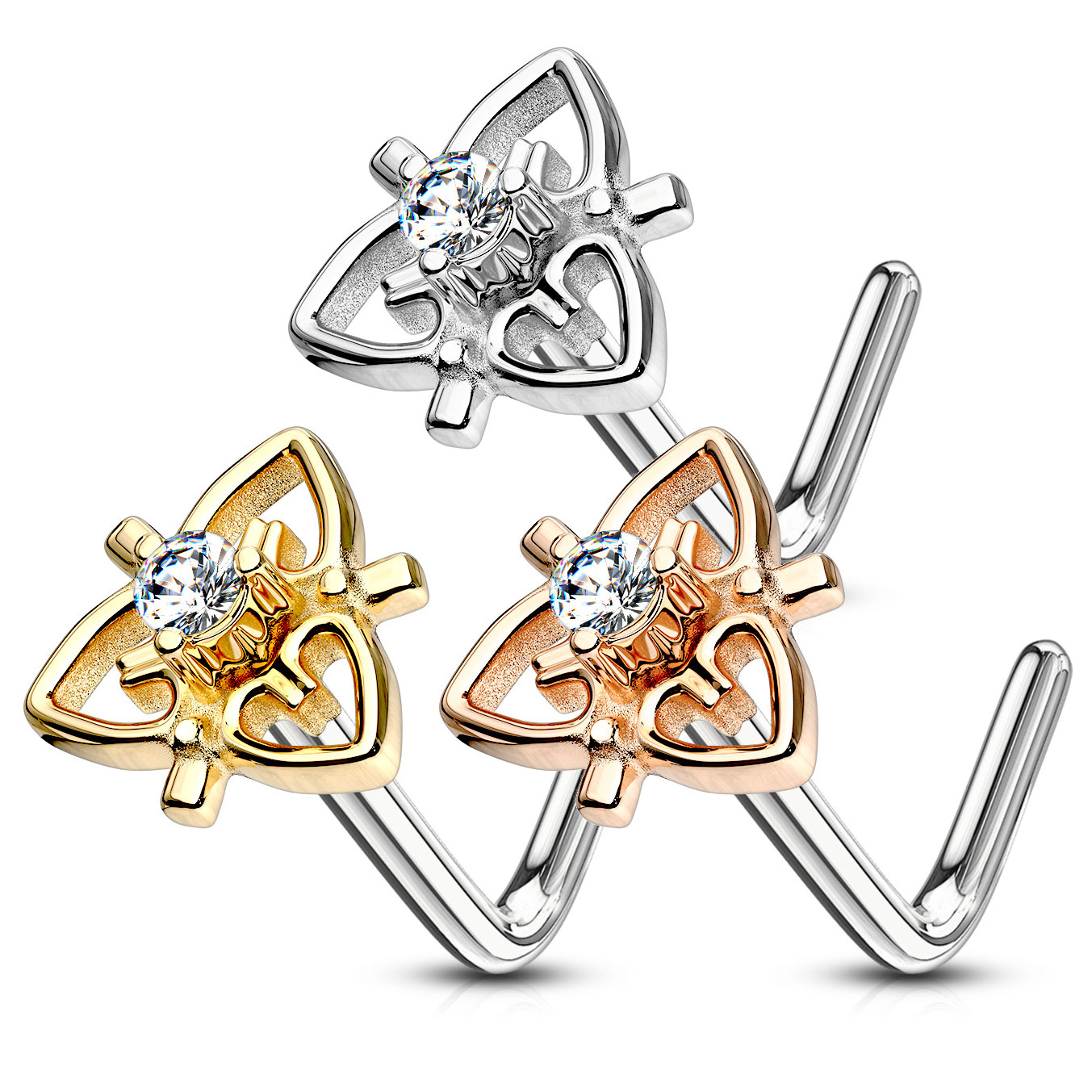 Neuspiercing met filigranen hartje en steentje